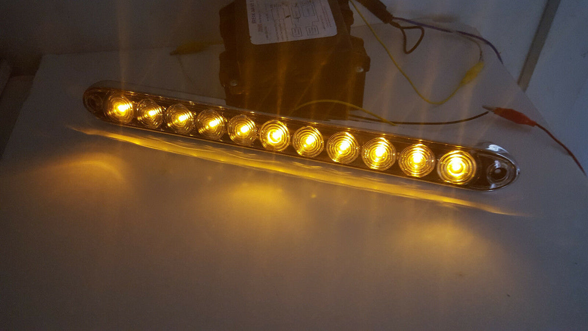 TWO TecNiq 15" Dual Function LED Amber Lights With Clear Lens and Chro – Need a Trailer Part