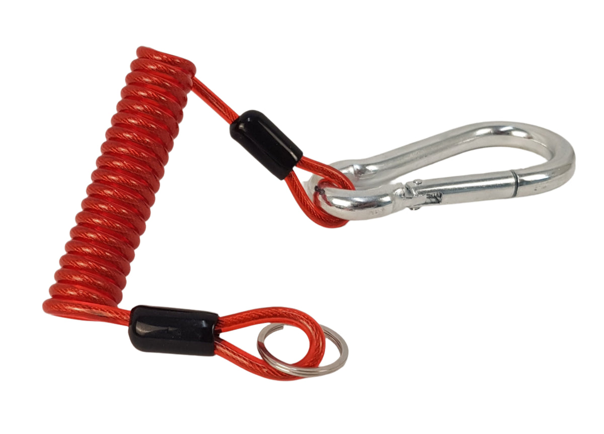 4' Long Coiled Rubber Breakaway Cable w/Carabiner Connector Trailer (B ...