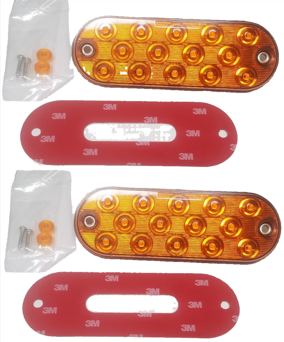 2-Maxxima Low Profile AMBER LED 6" Oval Turn Tail Light Truck w/ Mount ...