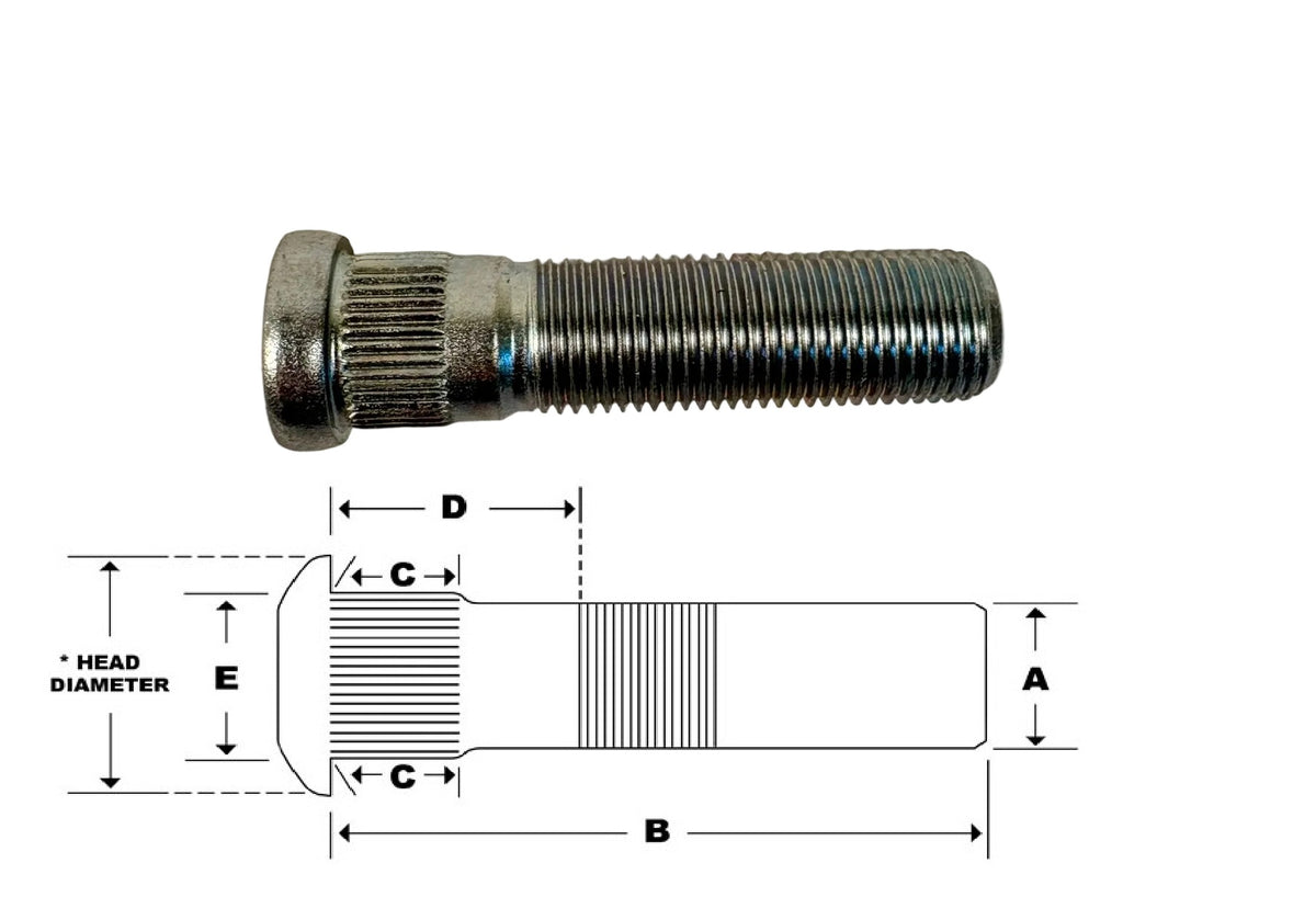 Wheel Stud · Drive-In · 9/16"-18 · 2-5/16" Long · 0.689" Spline · 6K–8 ...