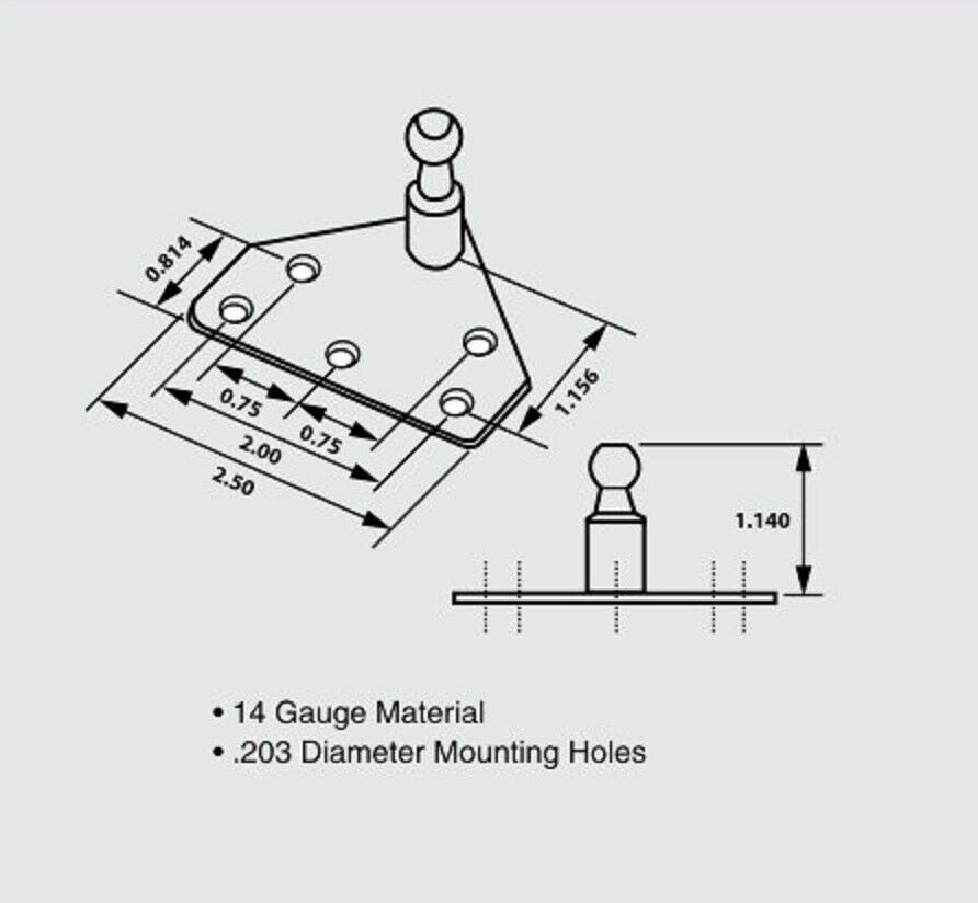 Flat Strut Mount Bracket 13MM Ball Gas Spring Prop Rod Camper RV Truck ...
