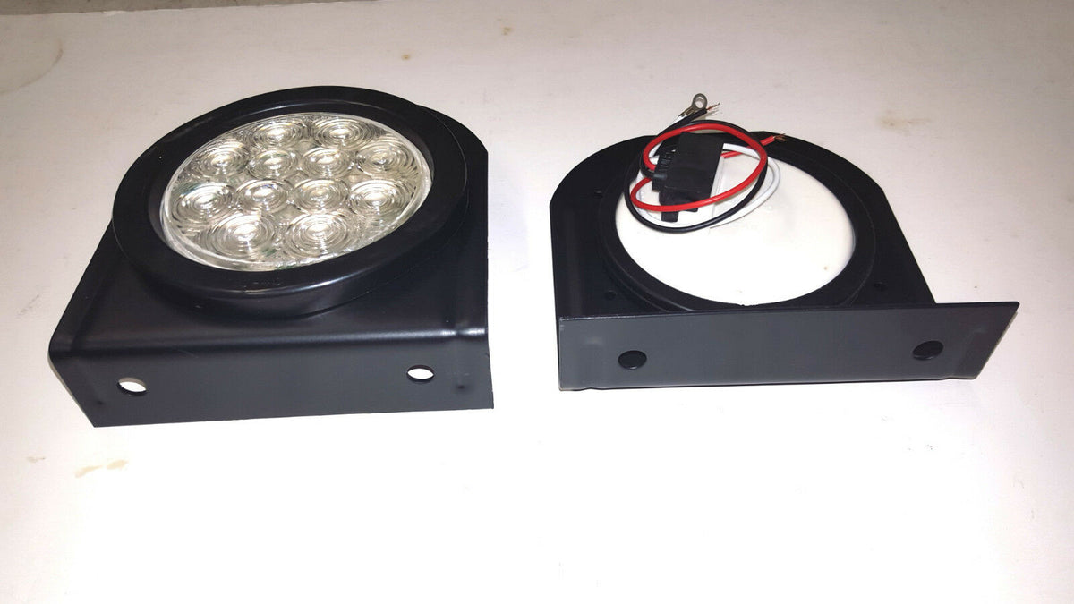 TWO - 4" Round 12 Diode Amber LED With Black Mounting Bra0cket Stop Tu ...